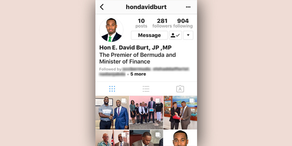 Fake 'Premier David Burt' Instagram Account - Bernews