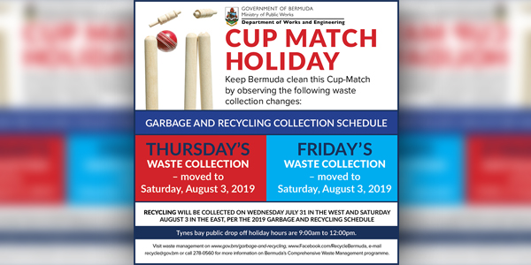 Cup Match Advisory: Holiday Garbage Collection - Bernews