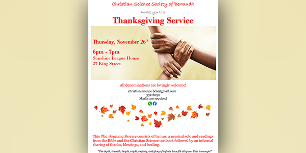 Christian Science Society Thanksgiving Service - Bernews
