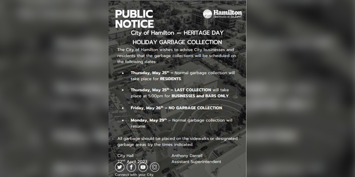 Holiday: City Garbage Collection & Traffic Notice - Bernews
