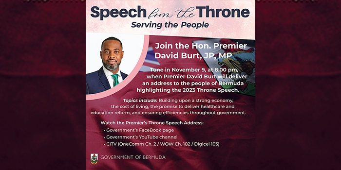 Premier To Give Address On Throne Speech Bernews