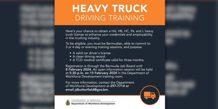 DWD Offer Heavy Truck Driving Training Course - Bernews