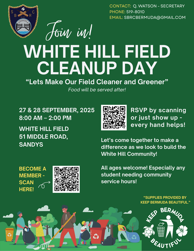 SBRC White Hill Field Cleanup On Sept 27 & 28 - Bernews